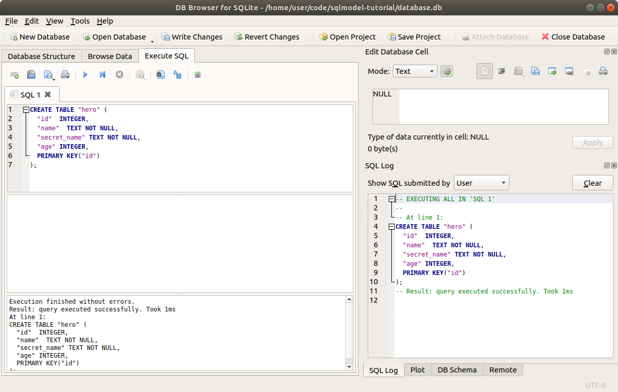 Create A Table With SQL SQLModel